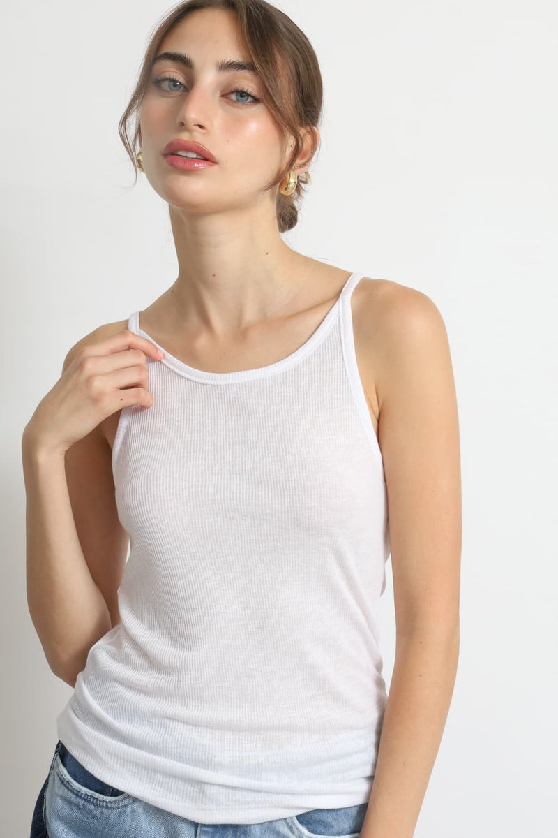 THIN SHOULDER STRAP TANK TOP WHITE – 101 BRAND JEANS